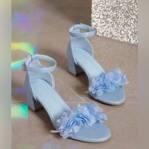 SHEIN | Shoes | New Blue Floral Sandals 3 Inch High Heels Party Formal ...